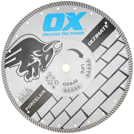 Ox Tools Ultimate Porcelain Tile Diamond Blade, Diameter: 14" / 356mm, Bore: 1" - 20mm OX-UPT-14 ...